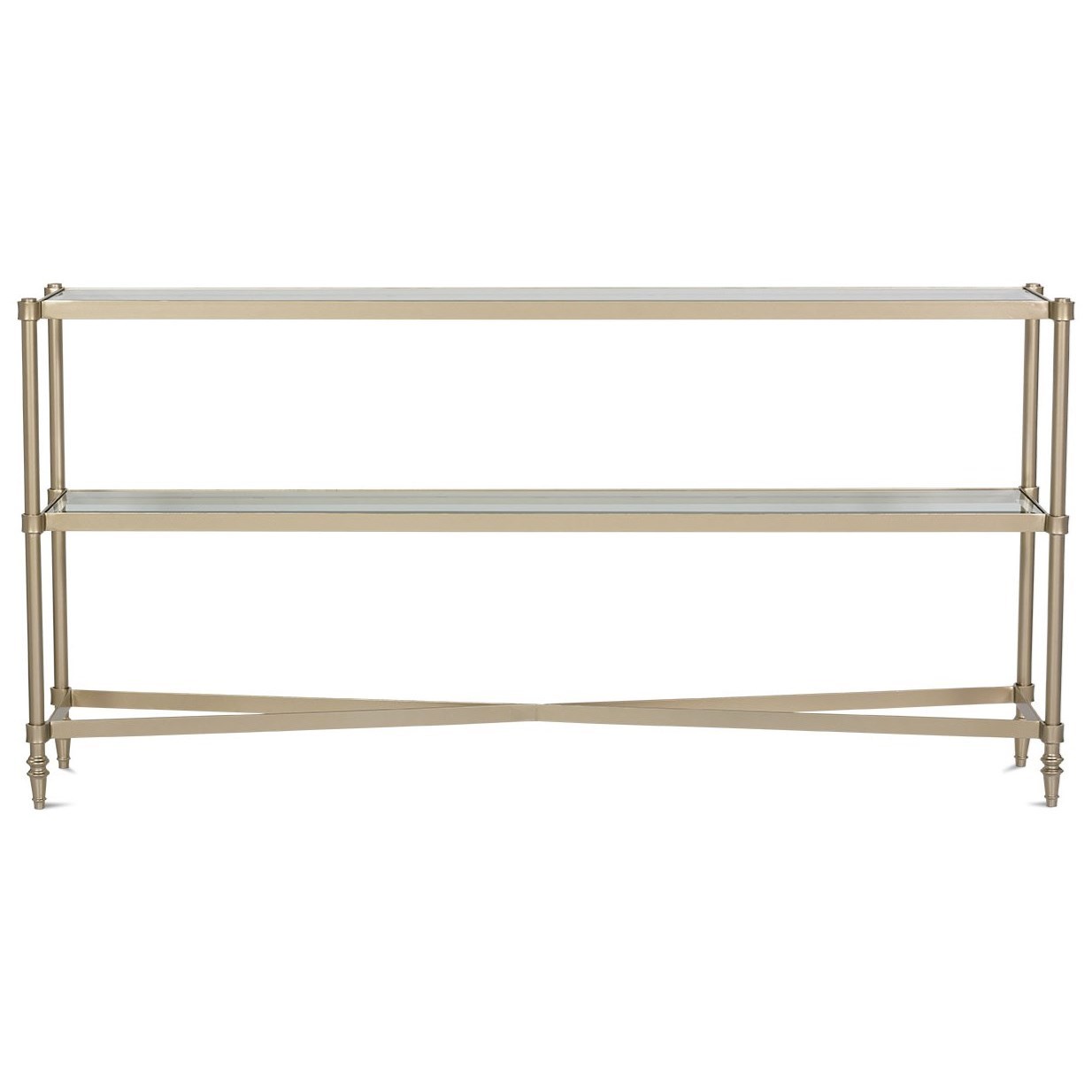 Rowe Allure Gold Metal Console Table with Glass Top and Shelf Sprintz Furniture Sofa Console Table